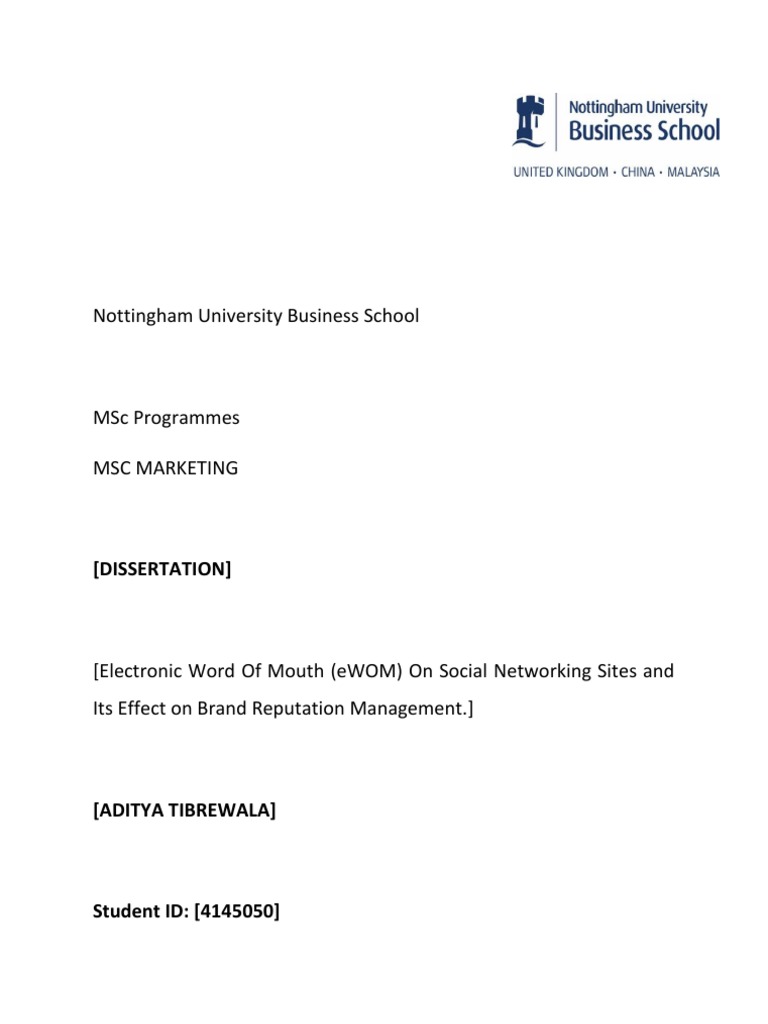Electronic Word of Mouth (eWOM) On Social Networking Sites and Its ...
