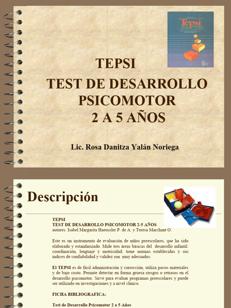 Diapos de Test de Desarrollo Psicomotor 2 A 5 Años Tepsi | PDF ...