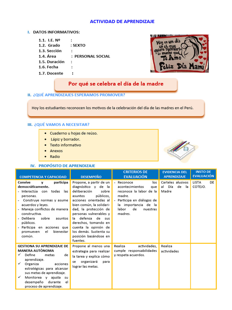 D3 A3 SESION PS. Por Qué Se Celebra El Día de La Madre | PDF