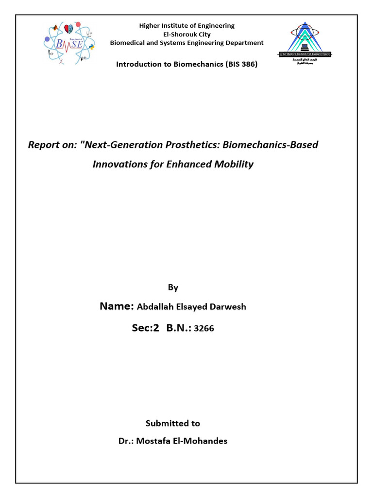 Abdallah Elsayed Darwesh Sec2 | PDF | Prosthesis | Biomechanics