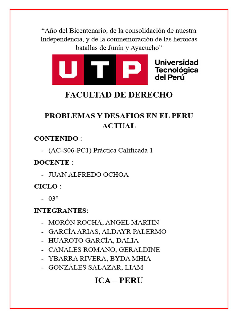 (AC-S06-PC1) Práctica Calificada 1 | PDF | Perú | Teoría de la modernización