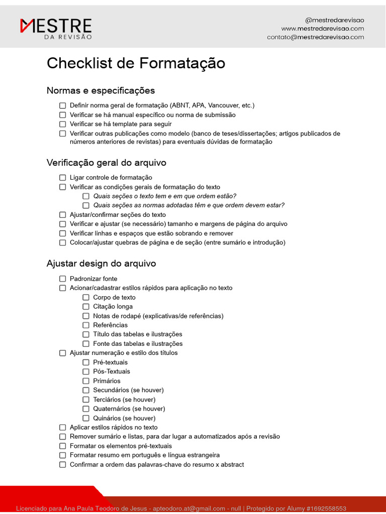 Faca Uma Copia Checklist de Formatacao | Download grátis PDF | Citação ...