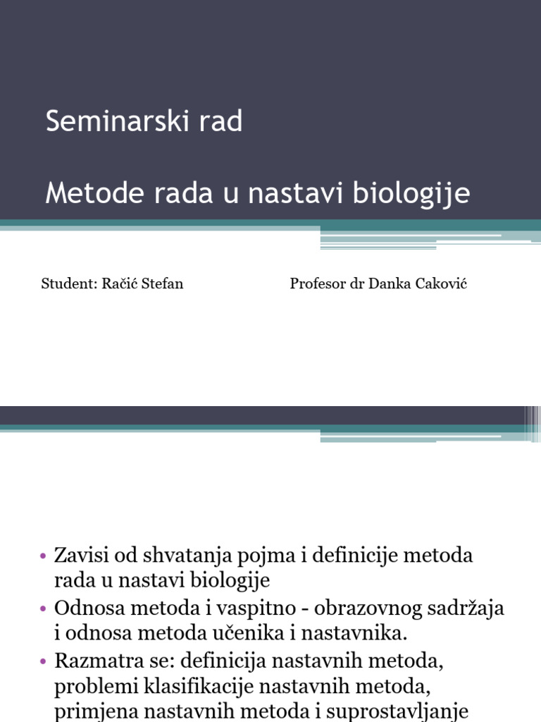 Metode Rada U Nastavi Biologije | PDF