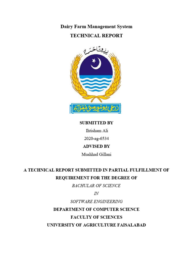 Dairy Farm Management System Report | PDF | Use Case | Regulatory ...