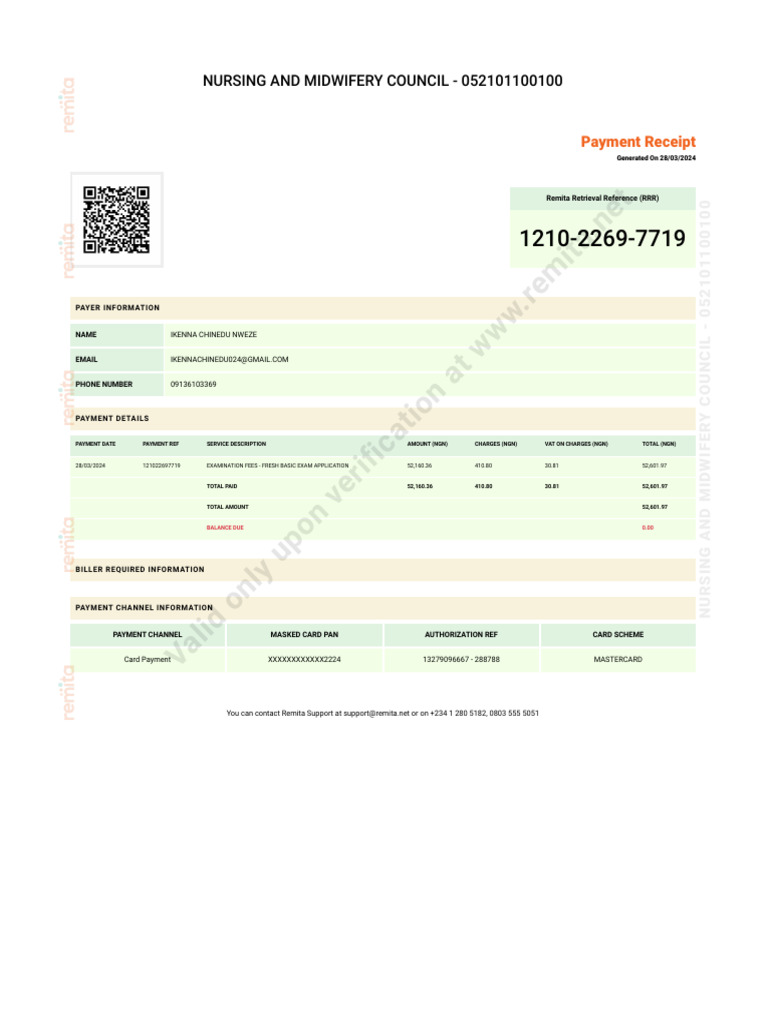 NMCN Exam Registration | PDF | Payments | Banking Technology