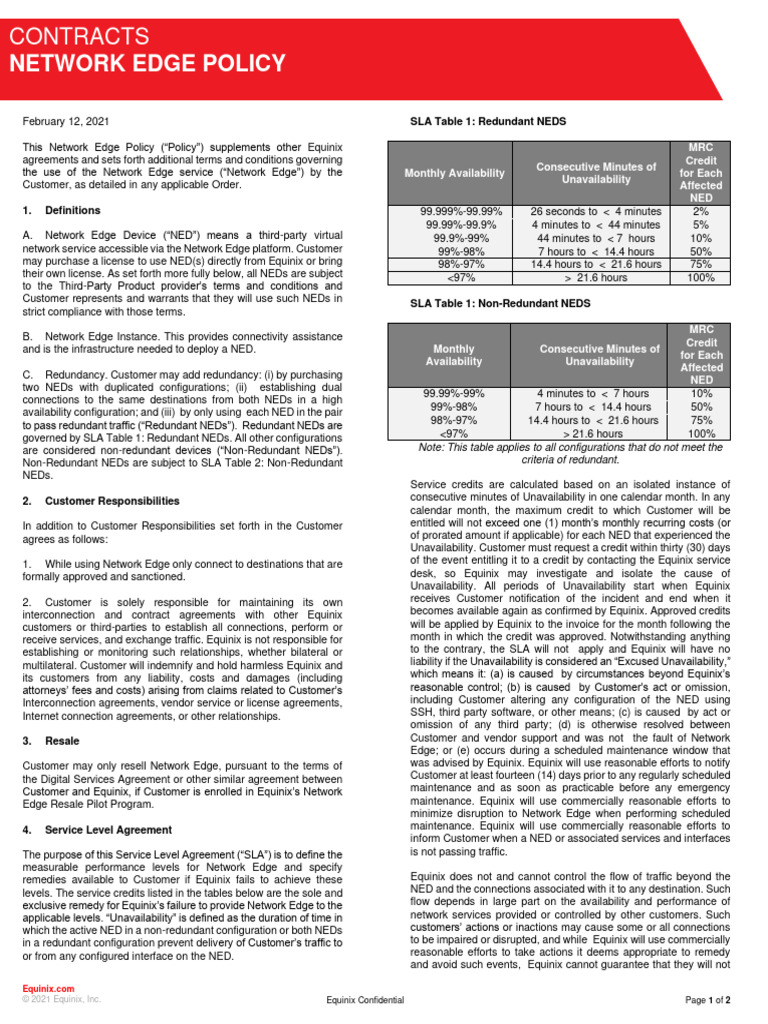 PD Network Edge Policy | PDF | Internet Protocols | Service Level Agreement