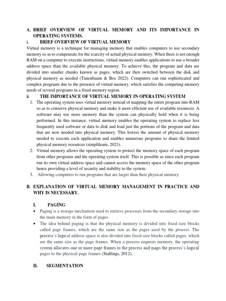 Virtual Memory Is A Technique For Managing Memory That Lets Computers Make Up For A Lack of ...