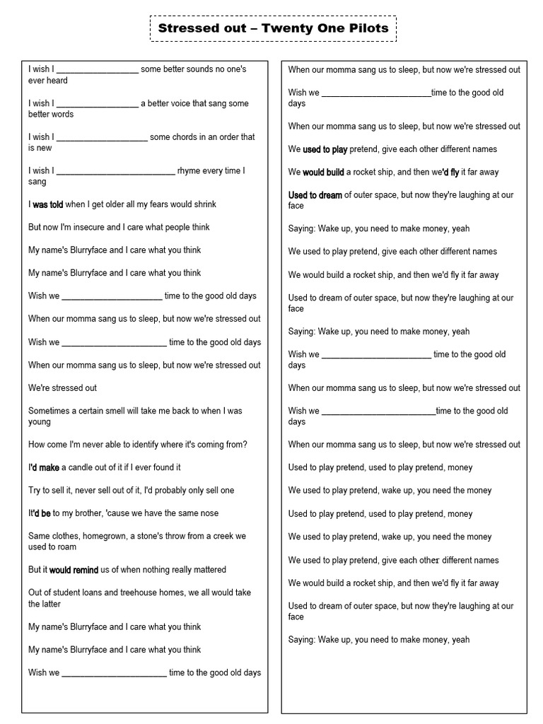 Stressed out - Twenty One Pilots | PDF