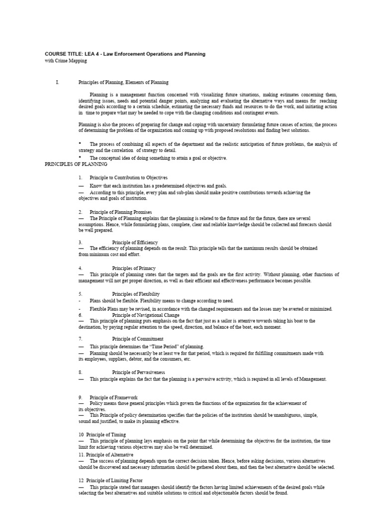 Planning Principles for Law Enforcement | PDF | Human Rights | Police