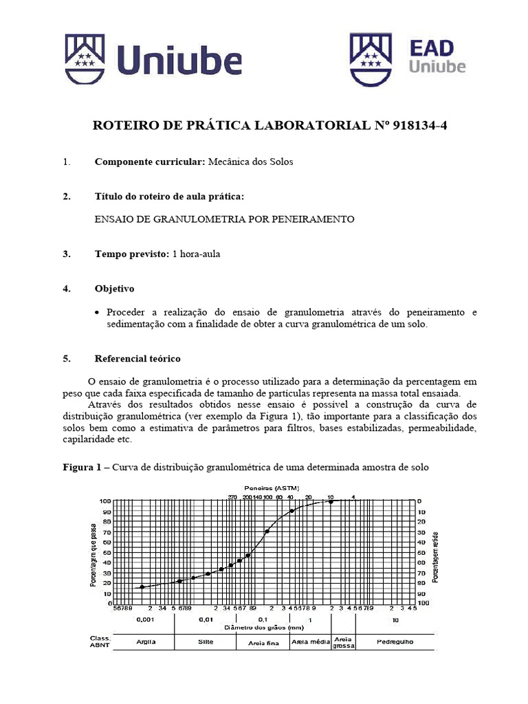 PR Tica 918134 4 Mec Nica Dos Solos ENSAIO DE GRANULOMETRIA POR ...
