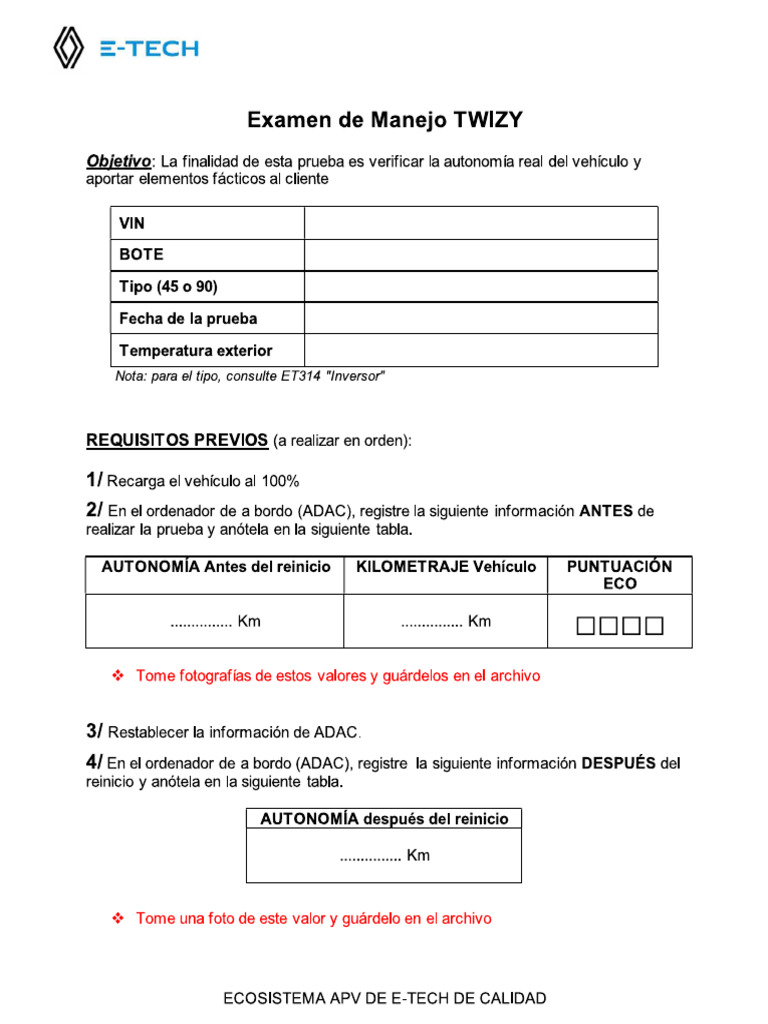 Prueba Rodaje Twizy A | PDF