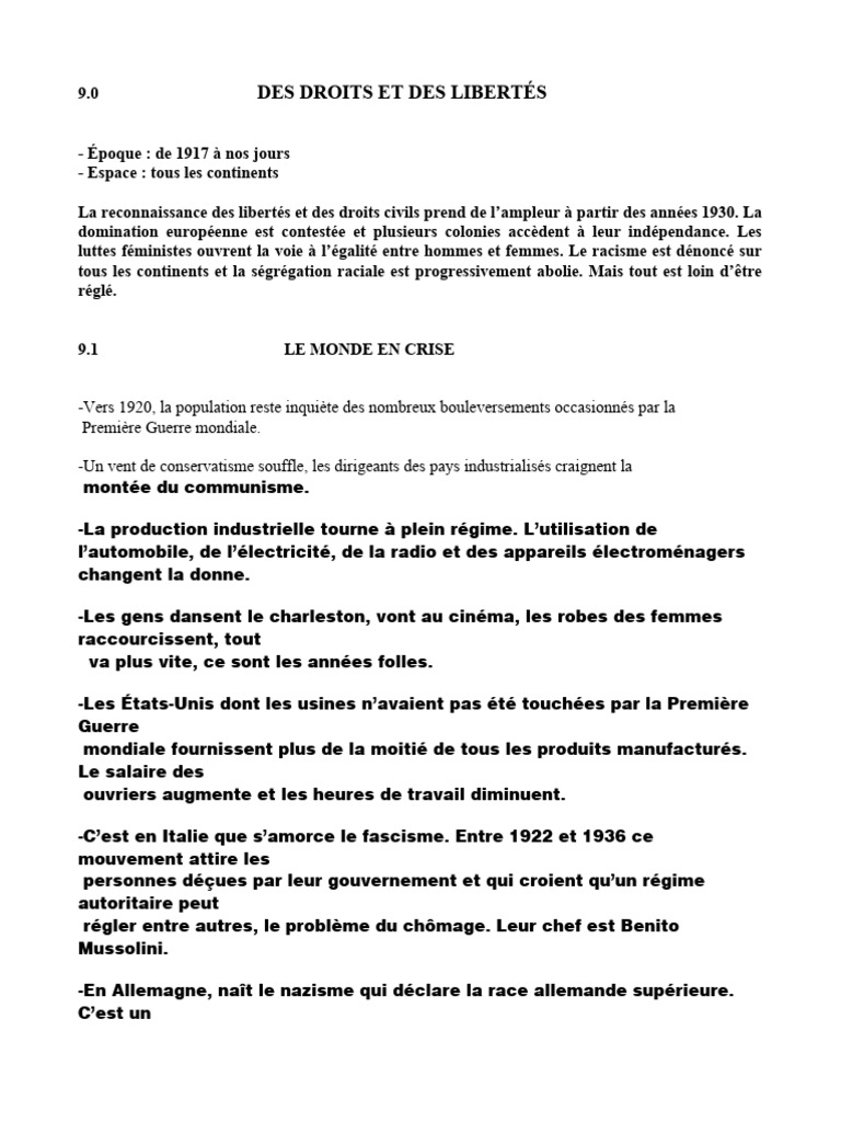 Droits et crises mondiales de 1917 à 1945 | PDF | Allemagne nazie ...