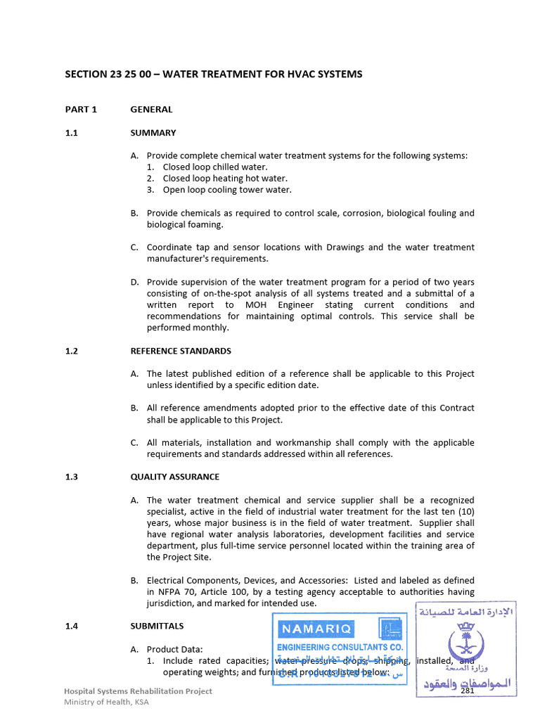 Section 23 25 00 - Water Treatment For Hvac Systems | Download Free PDF | Pump | Water