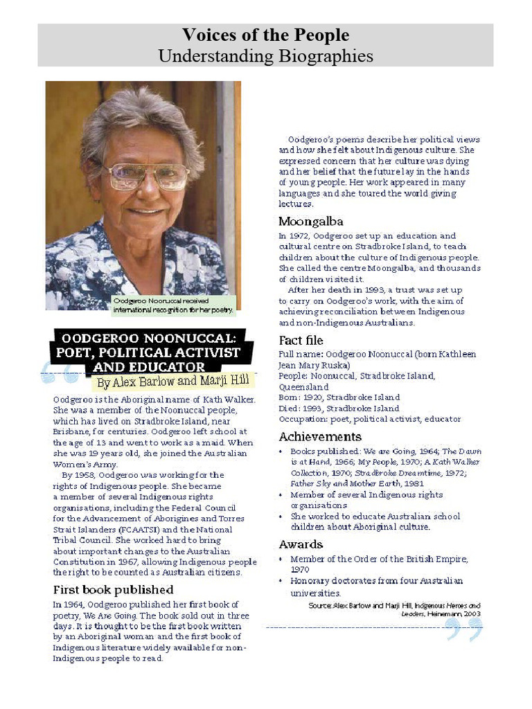 Oodgeroo Noonuccal Extract and Questions | PDF