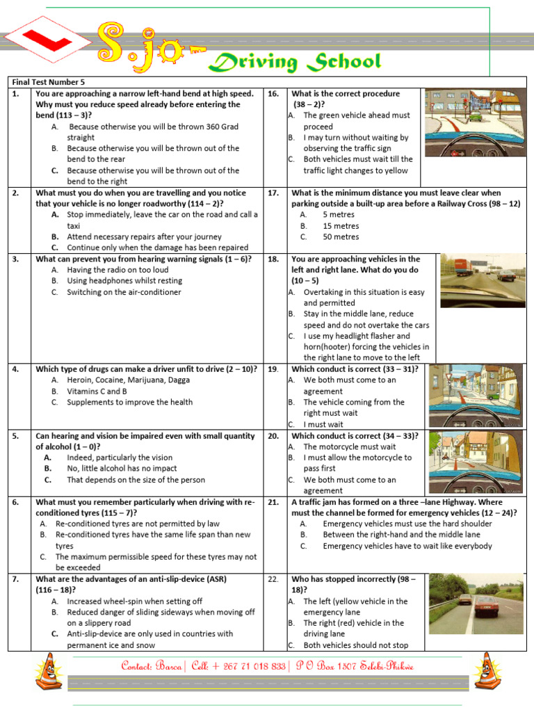 Driving Test Questions and Answers | PDF | Traffic | Transport