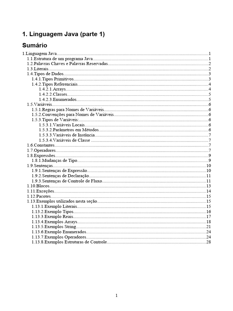 Ling Java - Parte 1 Estrutura (Apostila) v1.2 | PDF | Método ...