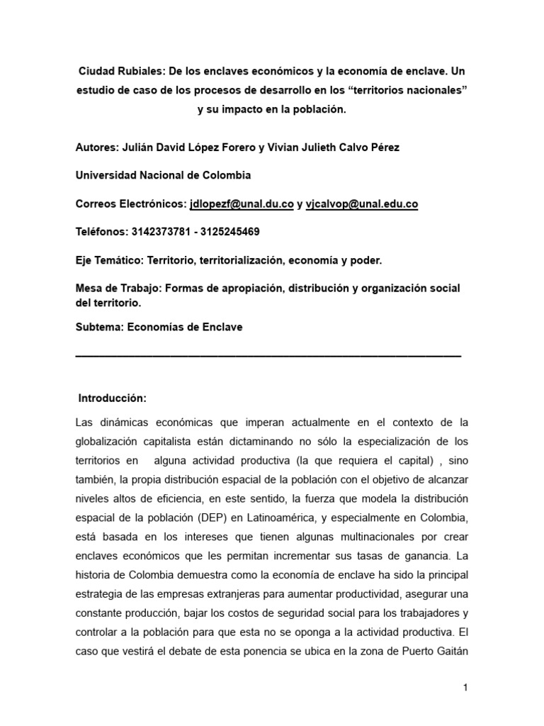 Economía de Enclave en Puerto Gaitán | PDF | Capitalismo | Business