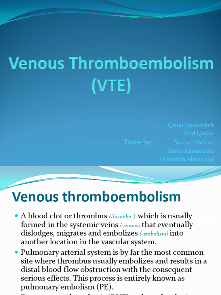 VTE Seminar | PDF | Thrombosis | Vein