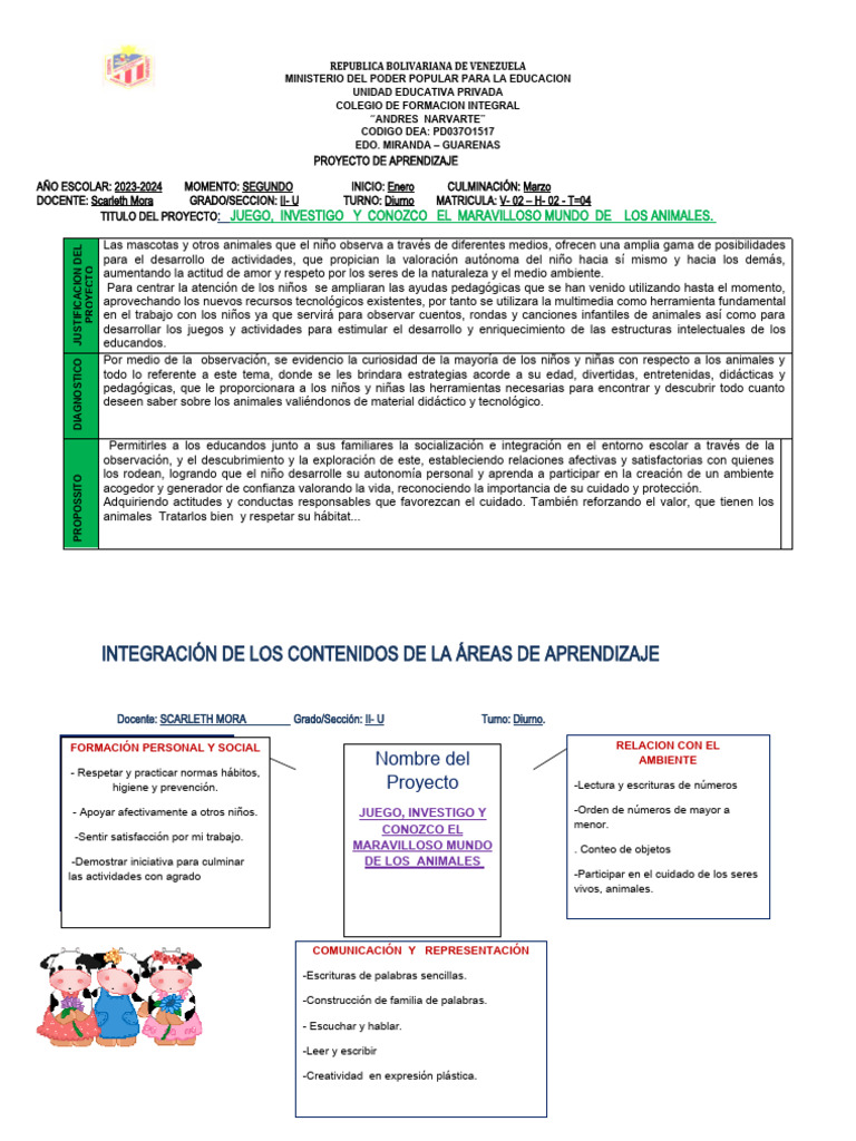 Proyecto De Aprendizaje Ii Nivel Ska 2 Pdf Evaluación Aprendizaje