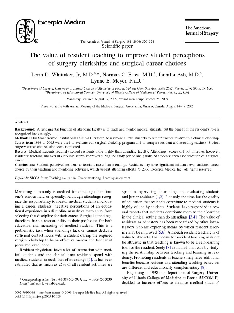 The Value of Resident Teaching To Improve Student Perceptions of ...