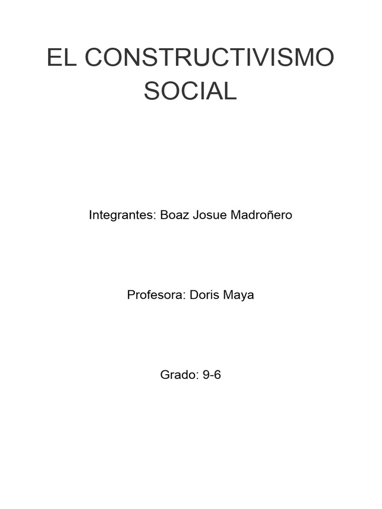 El Constructivismo Social | PDF | Constructivismo (filosofía de la educación) | Aprendizaje
