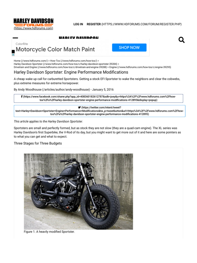 Harley Davidson Sportster- Engine Performance Modifications | Hdforums ...
