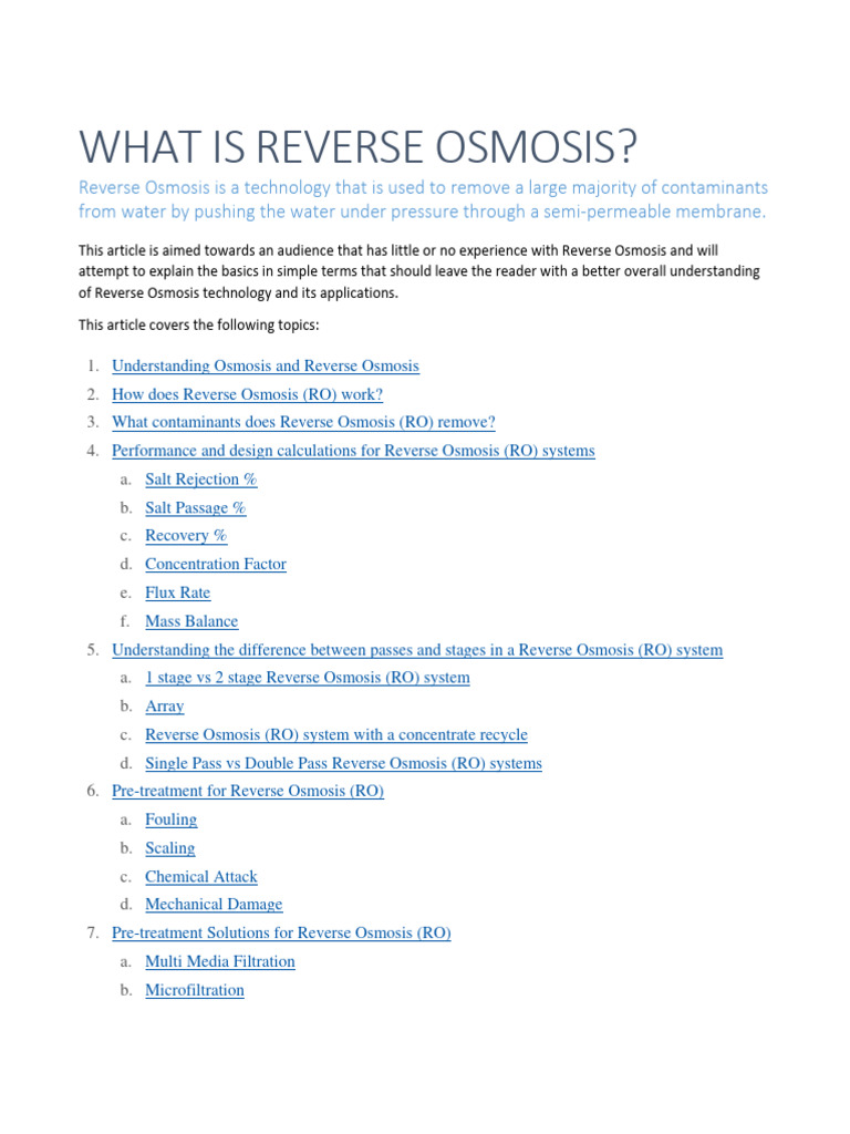 What is Reverse Osmosis | PDF | Membrane | Osmosis