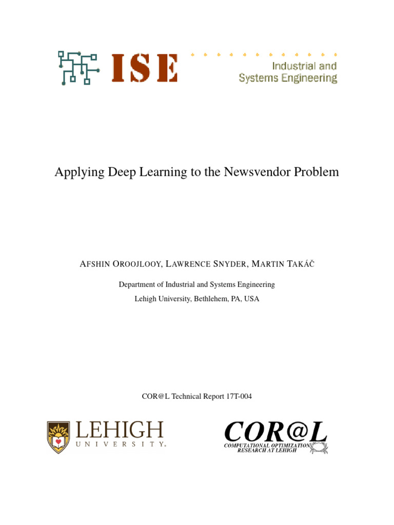 Applying Deep Learning to the Newsvendor Problem | PDF | Support Vector ... Applying Deep Learning to the Newsvendor Problem | PDF | Support Vector ...