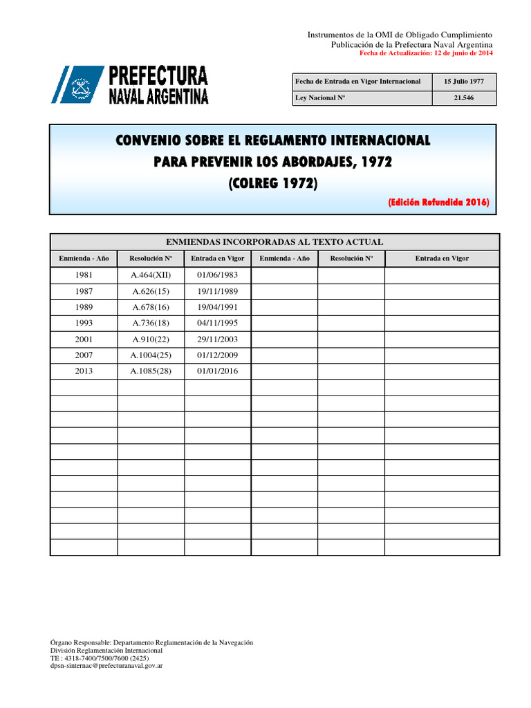 COLREG 1972: Reglamento Internacional | PDF | Radar | Barlovento y ...