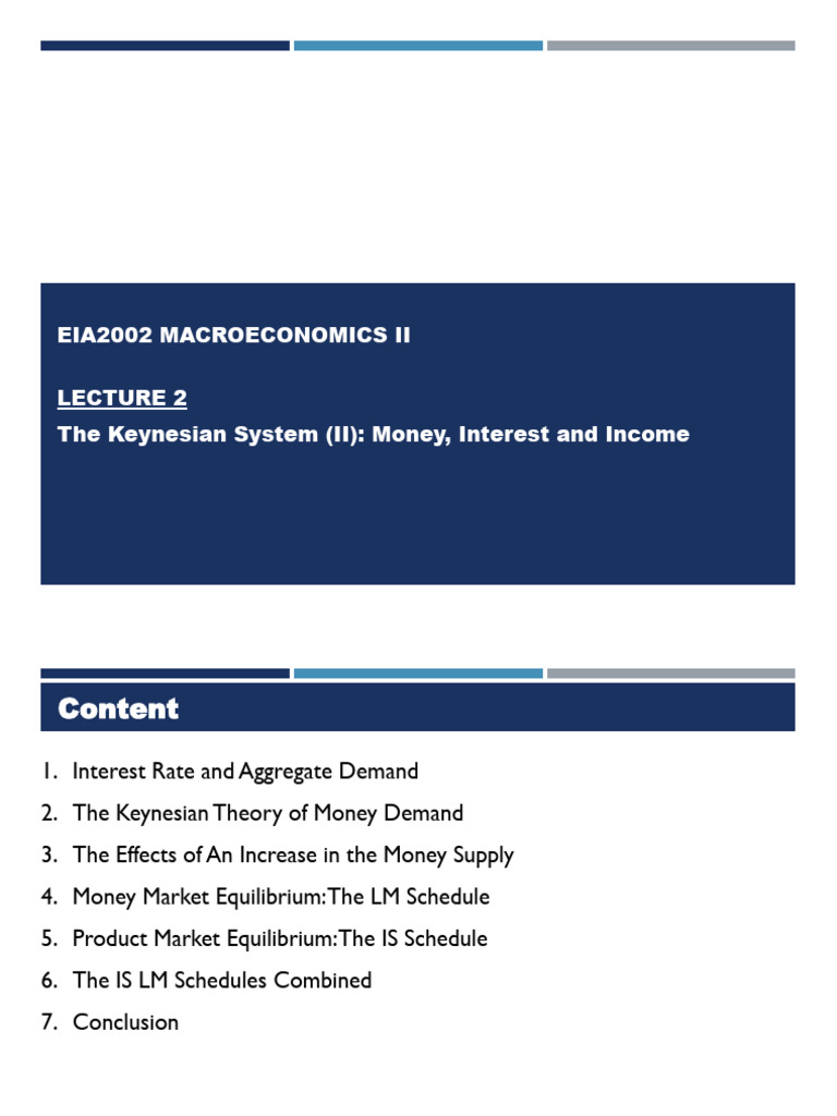 Topic 4 - The Keynesian System II | PDF | Demand For Money | Interest