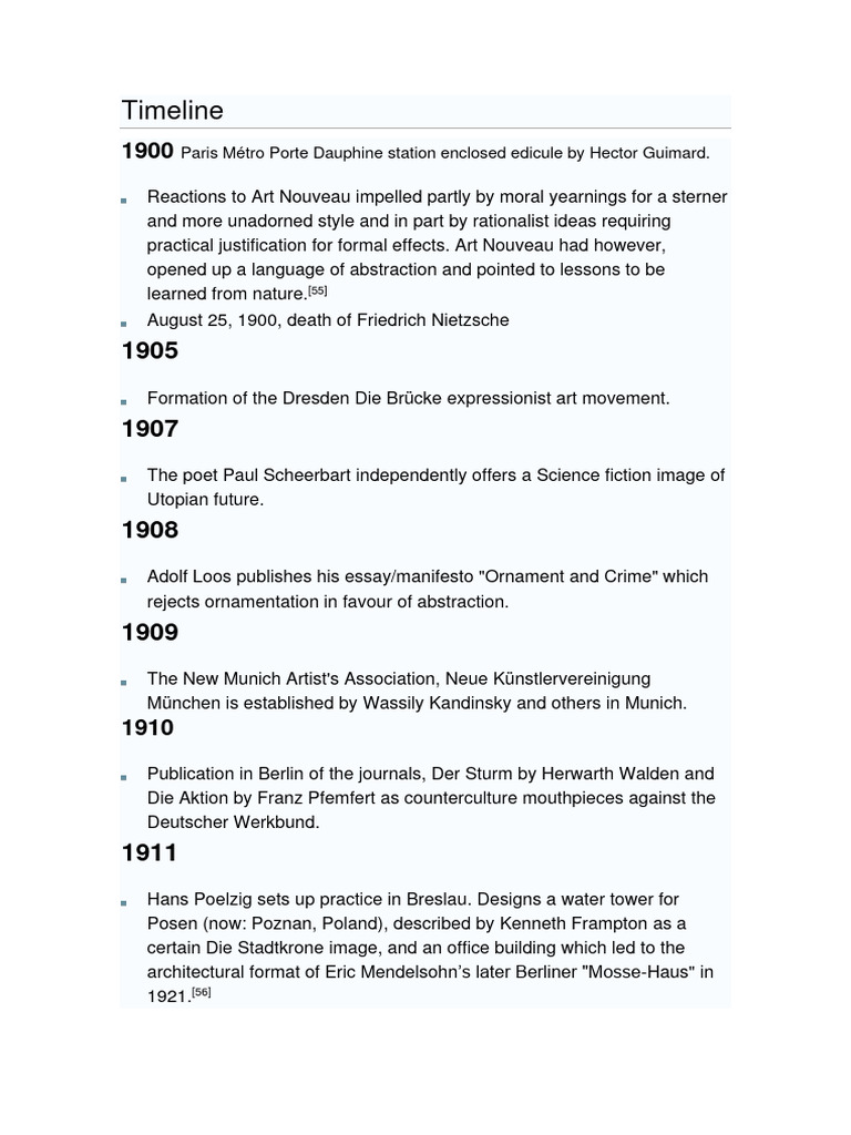 Timeline Expressionismo | PDF | Style | Modern Art