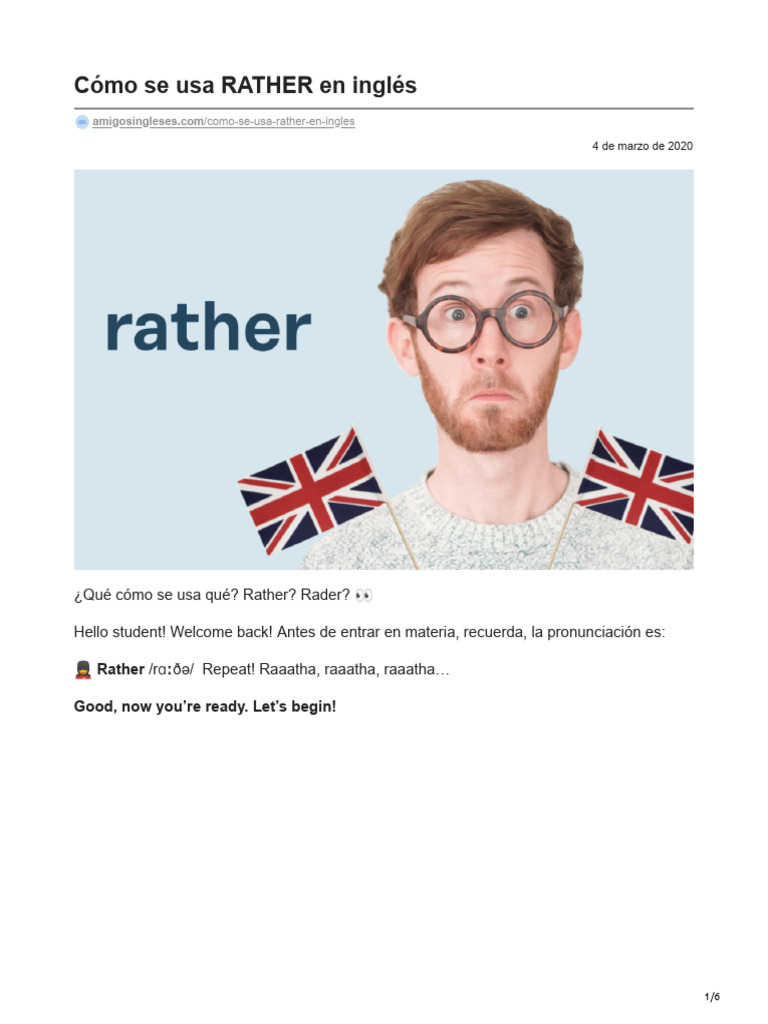 Cómo Se Usa RATHER en Inglés | PDF | Lingüística