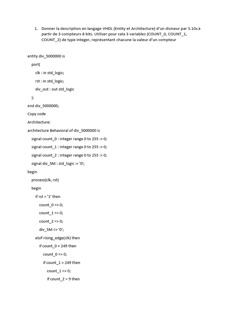 Exercice 8 VHDL | PDF