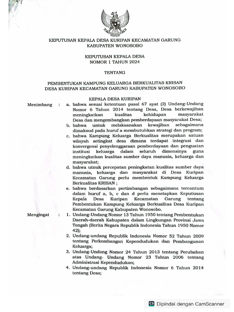 SK Pembentukan Kampung Keluarga Berkualitas | PDF