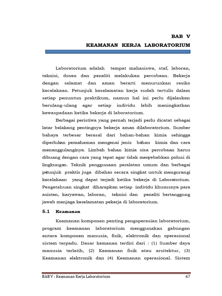 BAB 5 - Keamanan Kerja Laboratorium | PDF | Sains & Matematika