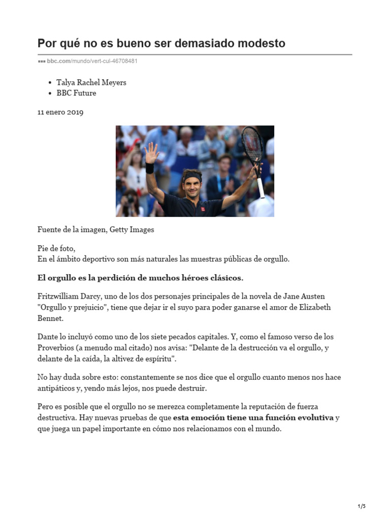 Por Qué No Es Bueno Ser Demasiado Modesto | PDF | Orgullo | Sicología