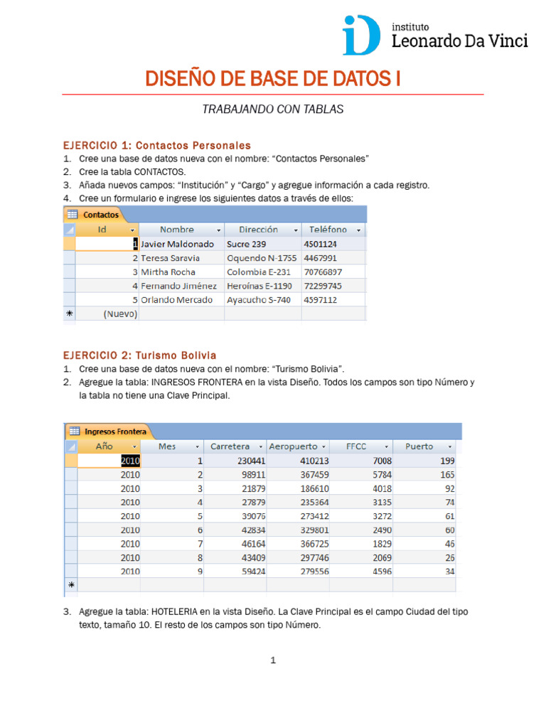 Ejercicios Access - Básico (Parte 1) | PDF | Bases de datos | Informática