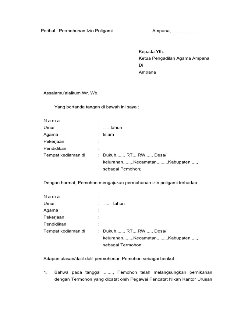 29.format Permohonan - Izin - Poligami | PDF | Hukum