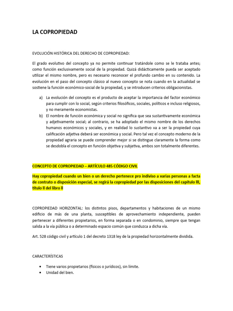 Evolución y Conceptos de Copropiedad | PDF | Condominio | Propiedad