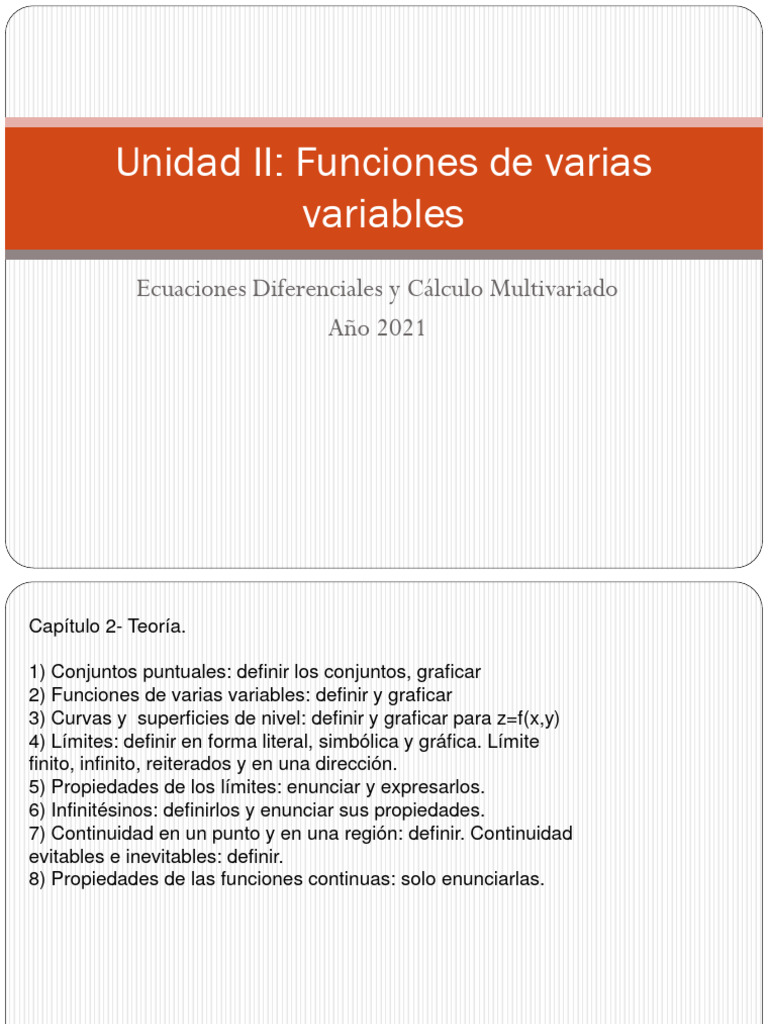 4) Unidad 2 - Funciones de Varias Variables - Parte A | PDF | Función (Matemáticas) | Curva