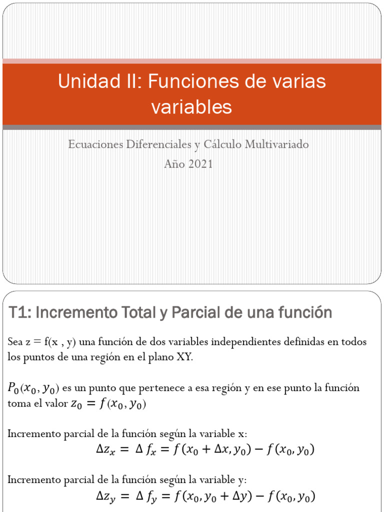 6) Unidad 2 - Funciones de Varias Variables - Parte C | PDF | Derivado | Variable (Matemáticas)