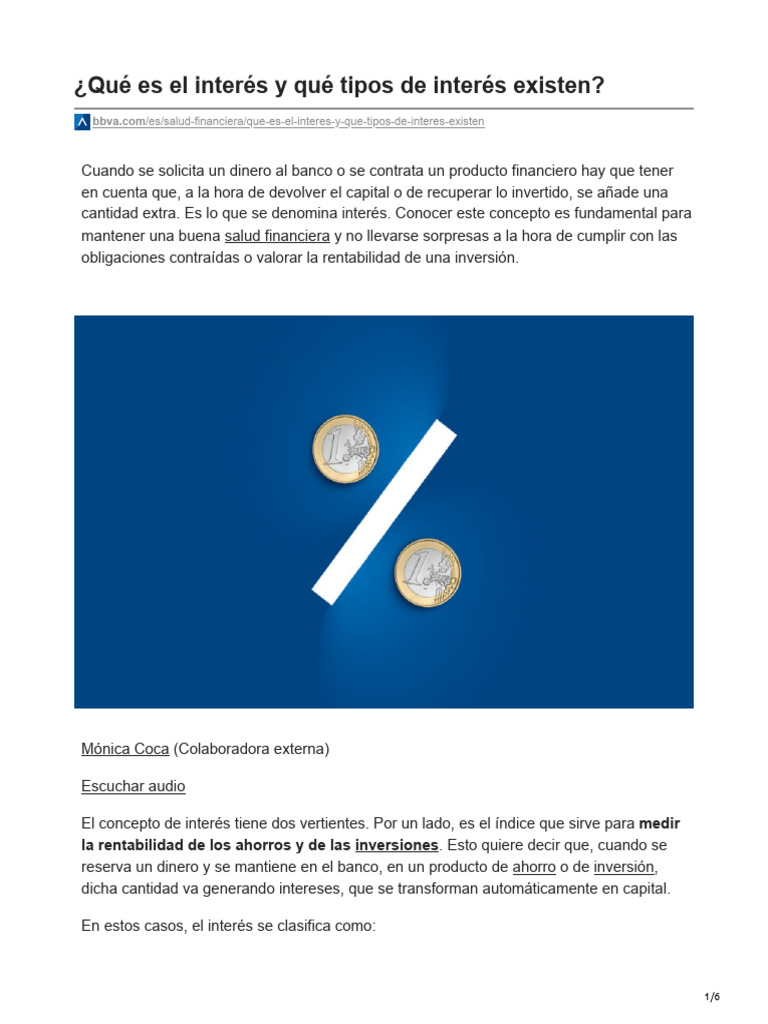Qué Es El Interés y Qué Tipos de Interés Existen | PDF | Interés ...