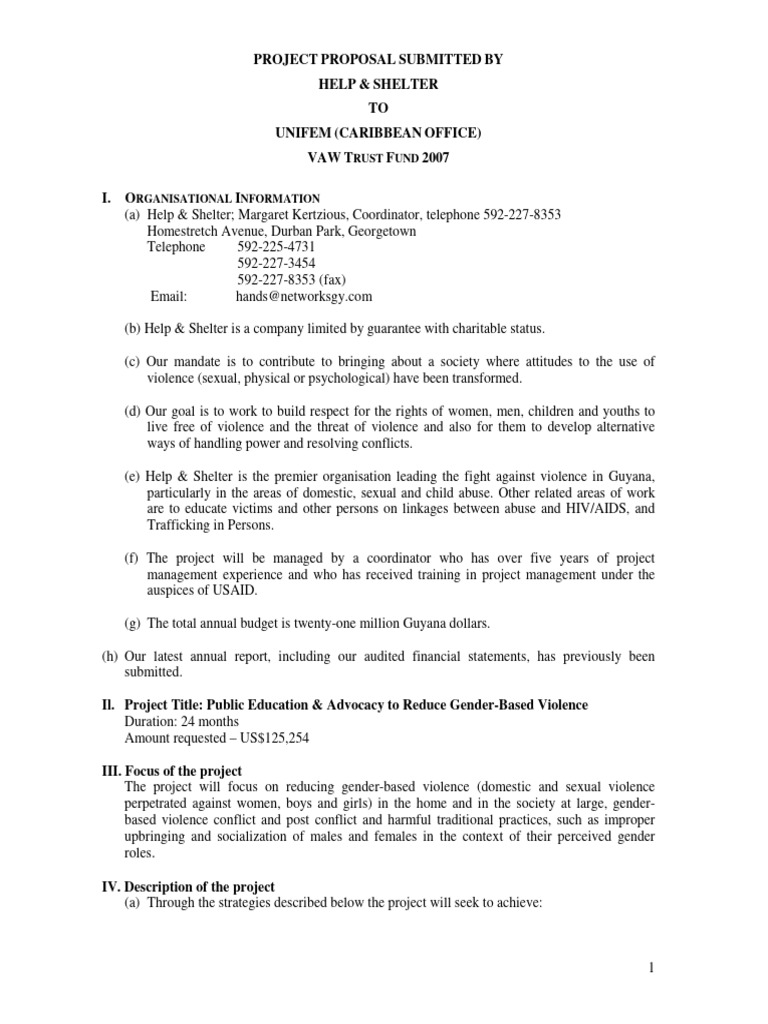 UNIFEM GBV Project Proposal November 2007 | Download Free PDF ...