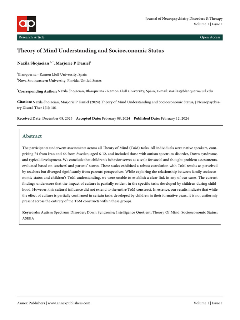 Theory of Mind Understanding | PDF | Theory Of Mind | Mind