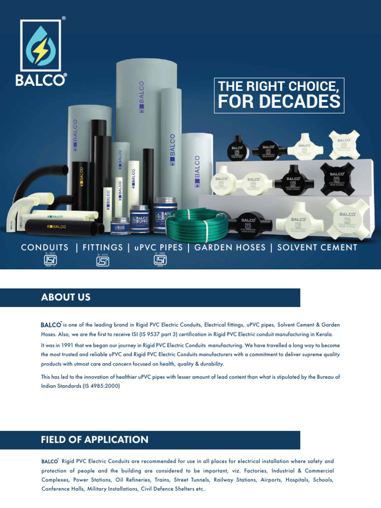 BALCO BROCHURE Electrical | PDF | Pipe (Fluid Conveyance) | Polyvinyl ...