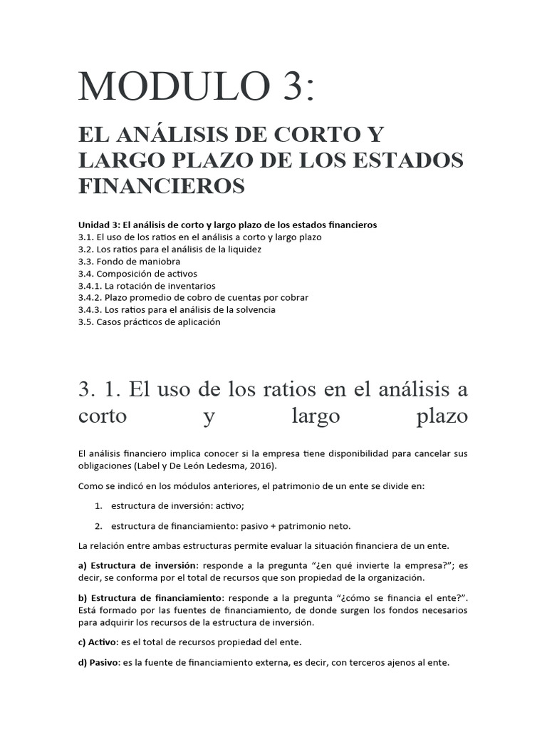 RESUMEN SEGUNDO PARCIAL (M3 Y M4) CONTABILIDAD | PDF | Capital de trabajo | Auditoría