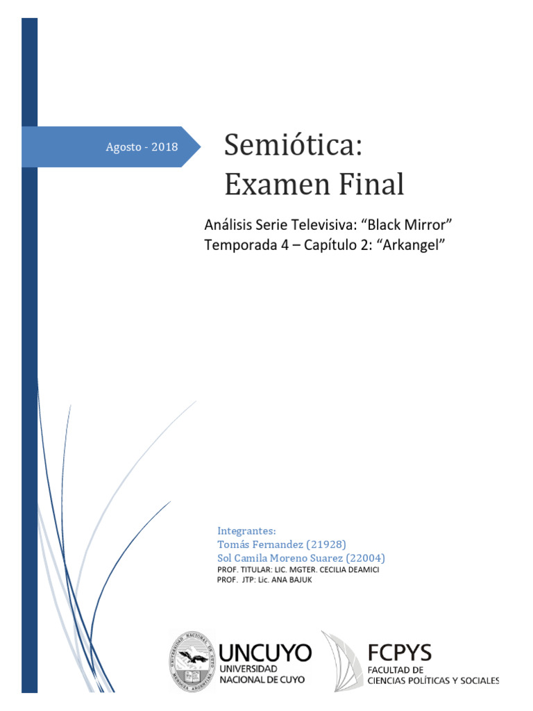 Semiotica Examen FInal - Analísis de Serie Televisiva | PDF