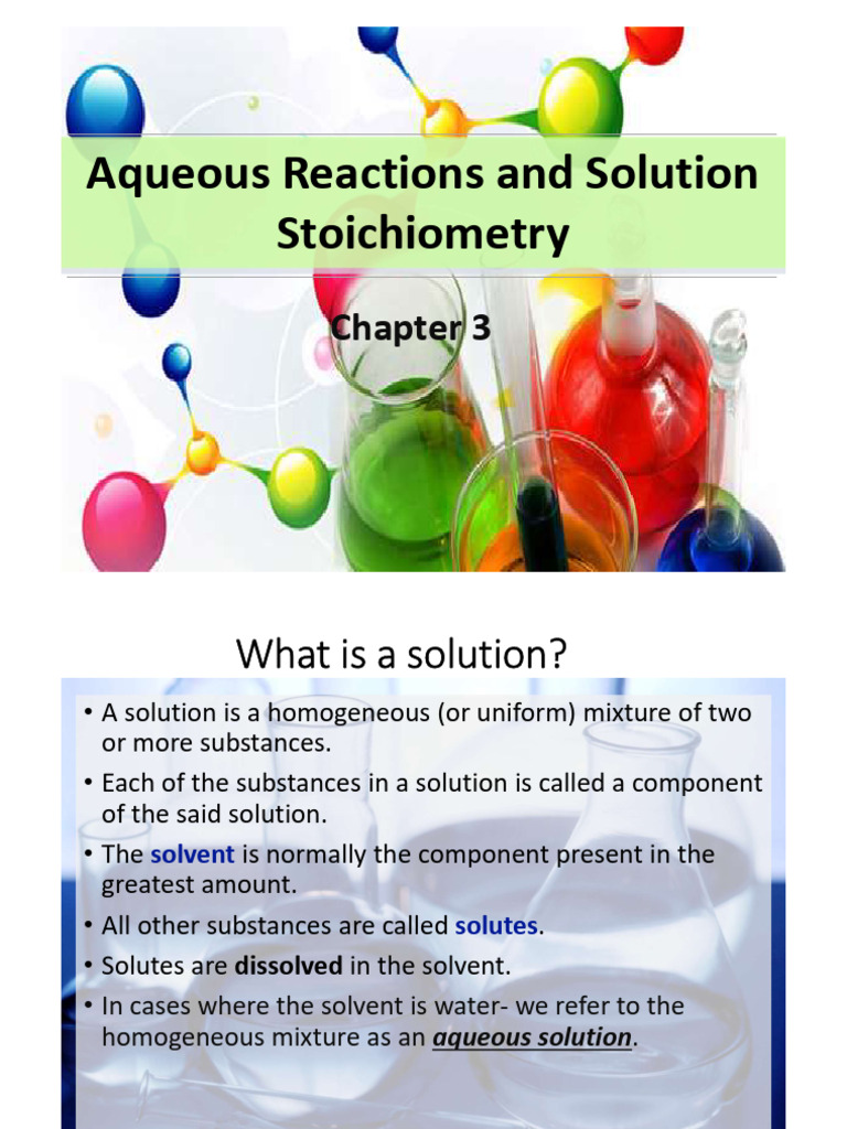 Chapter 3 - Aqueous Reactions (Solutions) | PDF | Redox | Dissociation ...
