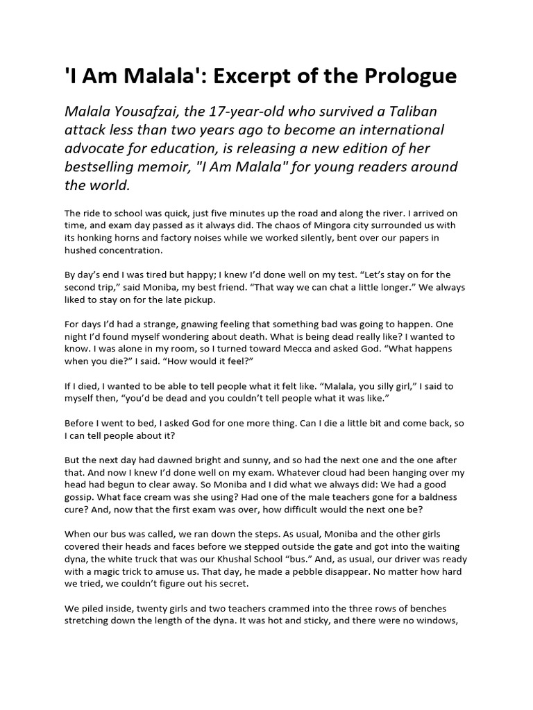 Prologue Excerpt from "I Am Malala" | PDF | Malala Yousafzai