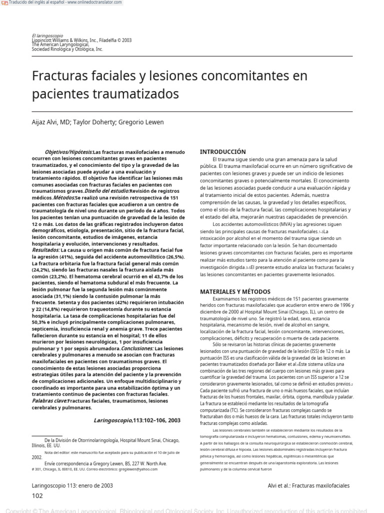 The Laryngoscope - 2009 - Alvi - Facial Fractures and Concomitant ...